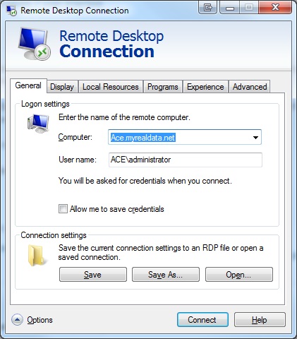 Create RDP Connector for Windows OS - Ace Cloud Hosting