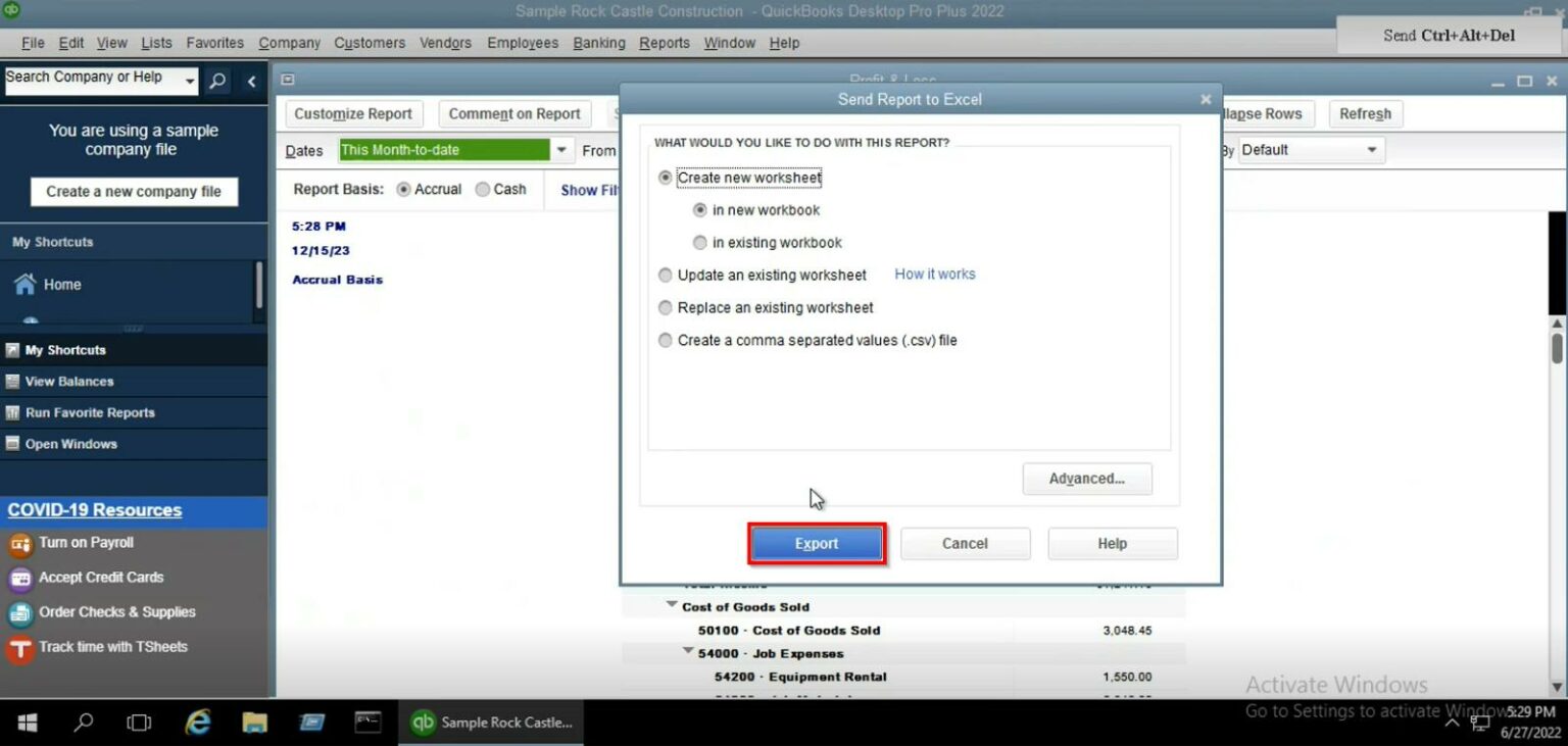 Export QuickBooks Reports to Excel - Step-by-Step