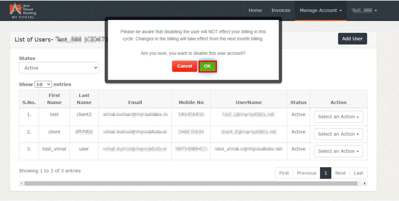 How To Add/Remove Users from Ace Cloud Hosting My Portal?